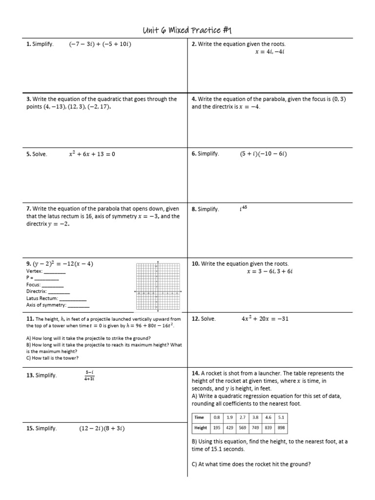 Unit 6 Mixed Practice | PDF