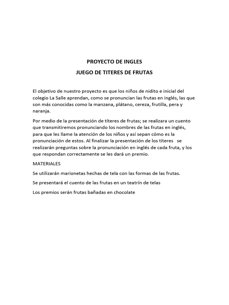 Proyecto de Ingles | PDF