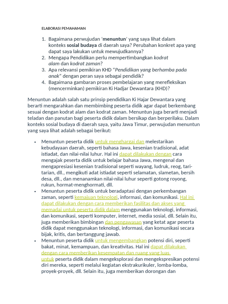 ELABORASI PEMAHAMAN | PDF