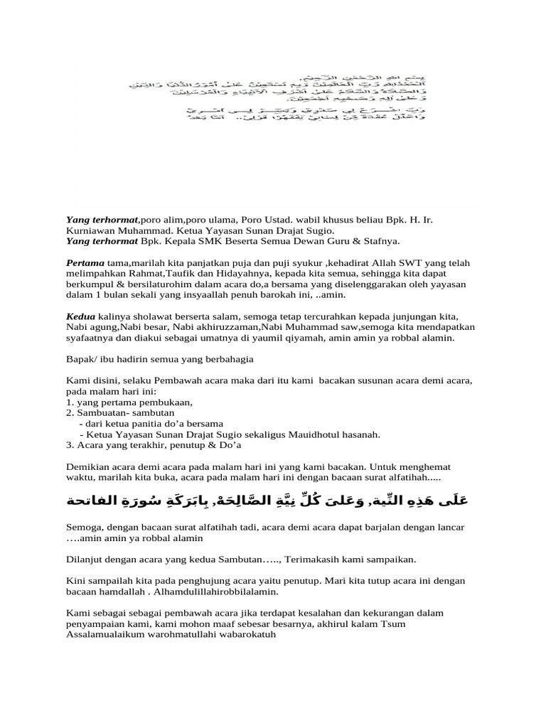Assalamualaikum WR - Docx MC | PDF
