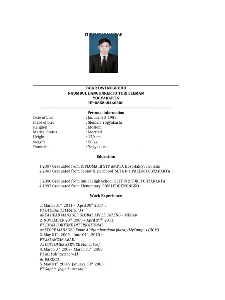 CV Rizky | PDF