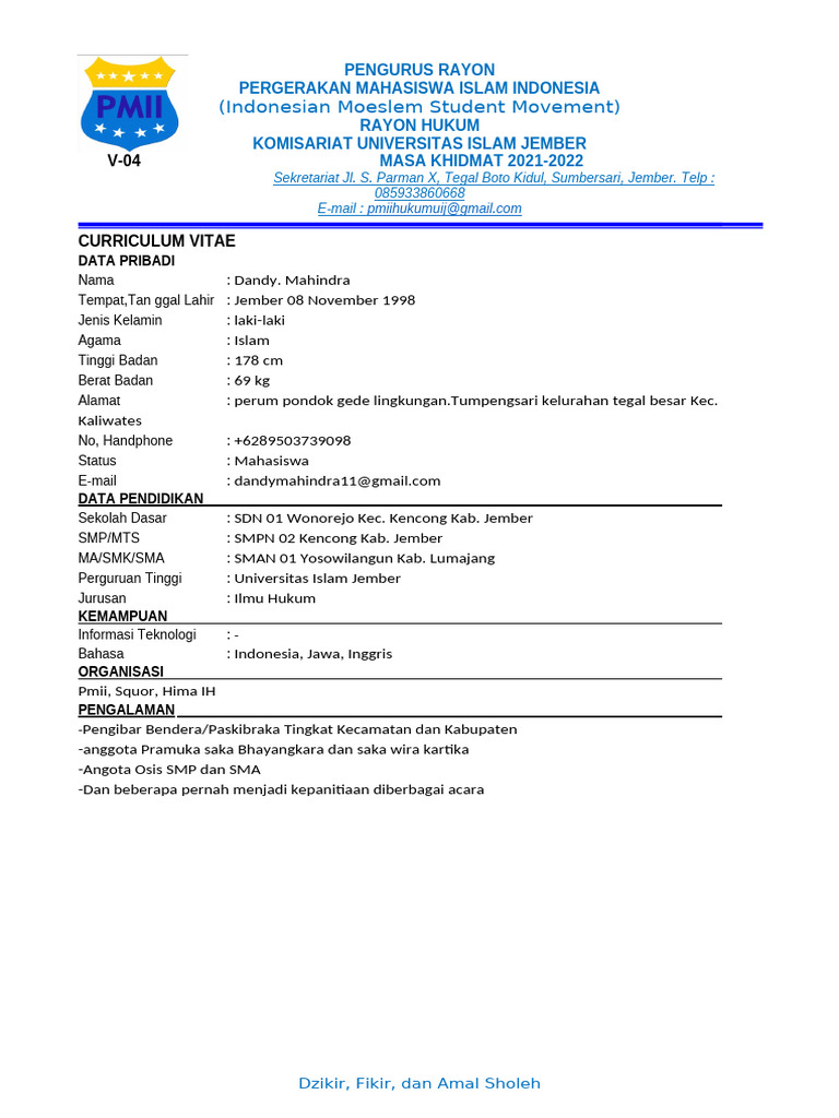 Dok. Pengurus Rayon Hukum 'Dandy | PDF