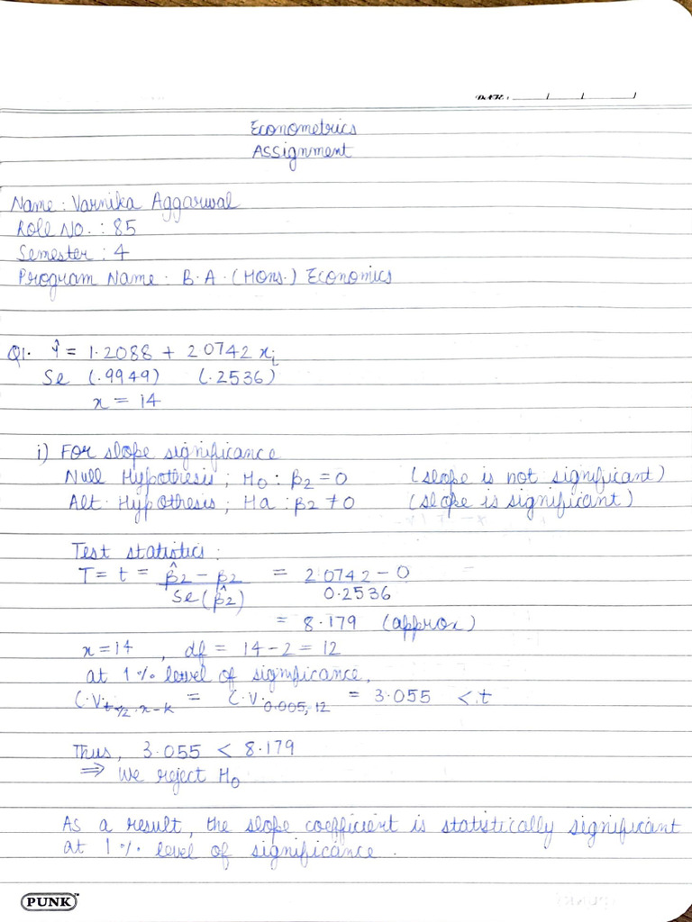 Econometrics Assignment | PDF