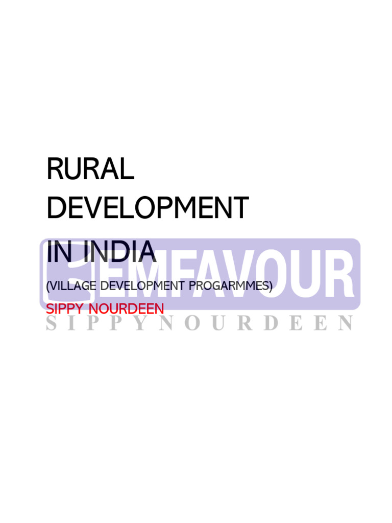 Rural Development (Village Development Programmes) | PDF