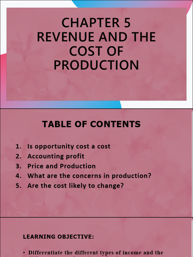 Chapter 5 Revenue and The Cost of Production | PDF
