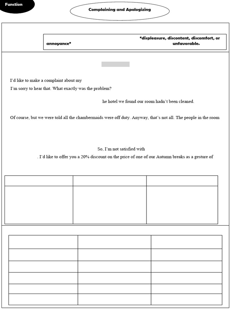 Complaining Worksheet New | PDF