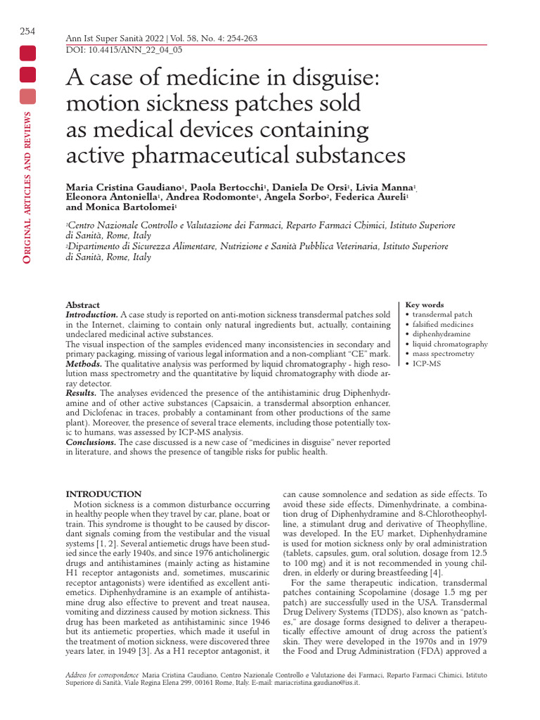 Gaudiano - Motion Sickness Patch | PDF