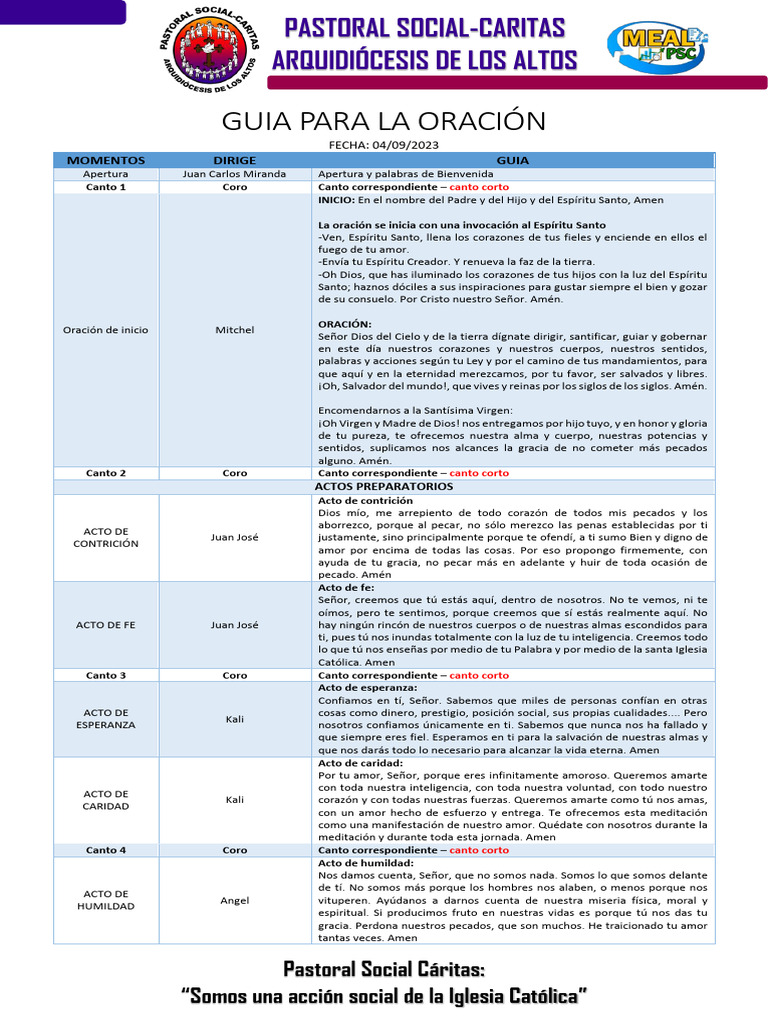 Oración Meal 04-09-2023 | PDF | orador del Señor | Oración