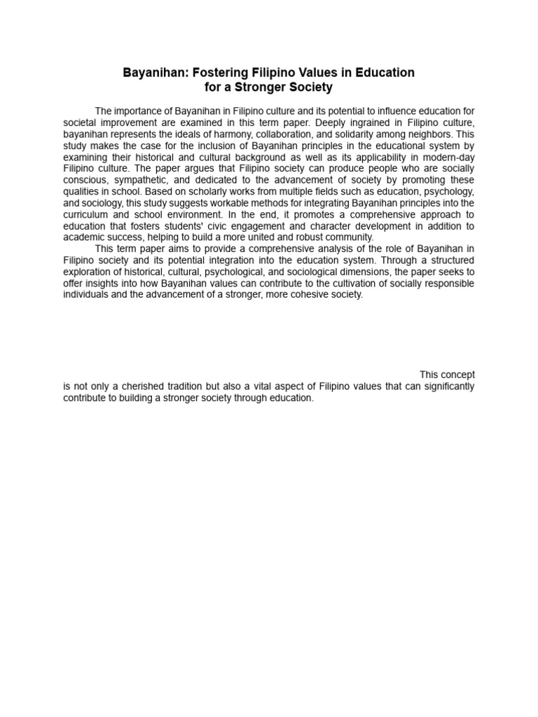 Term Paper_bayanihan | PDF
