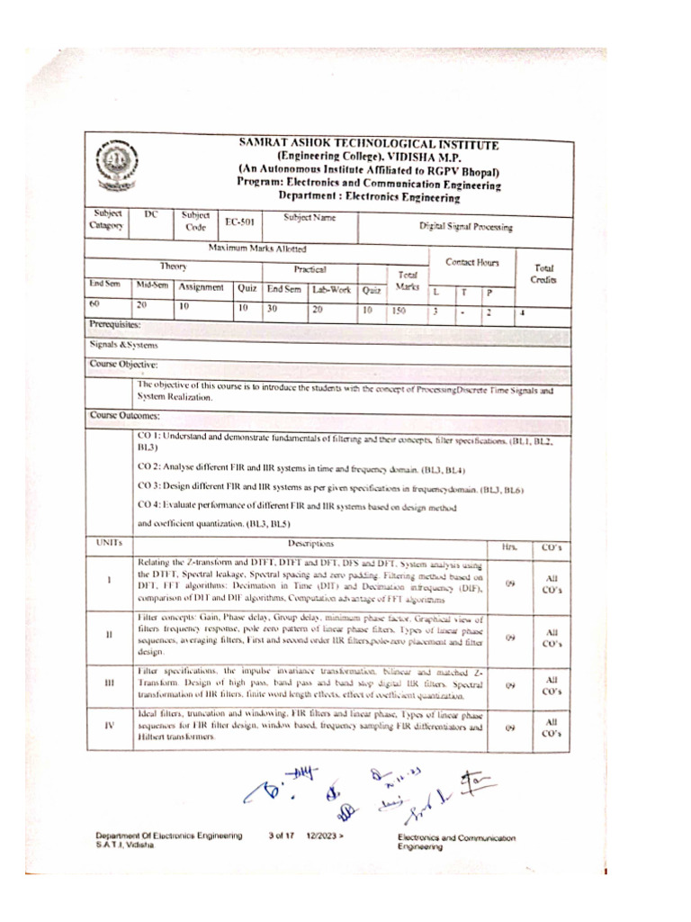 5th Sem Syllabus | PDF