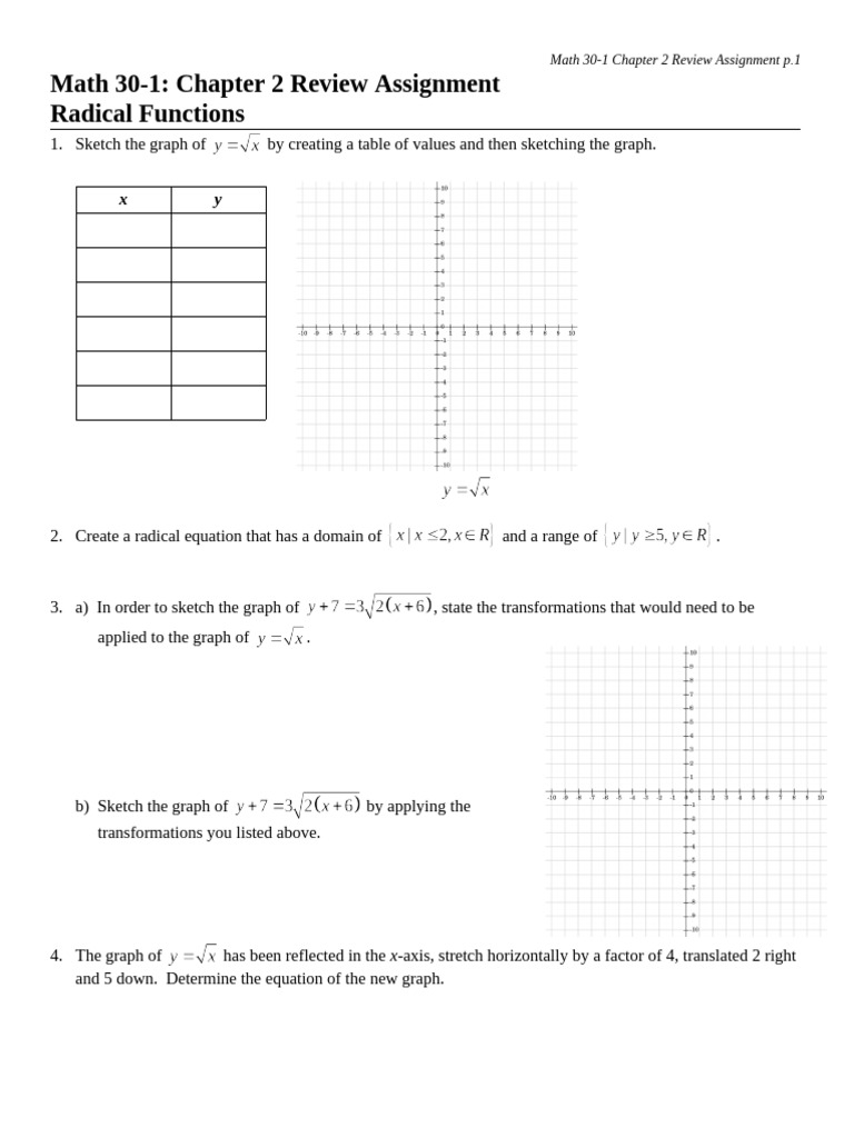 Chapter 2 Review (Radical Functions) DK2 | PDF | Teaching Methods ...