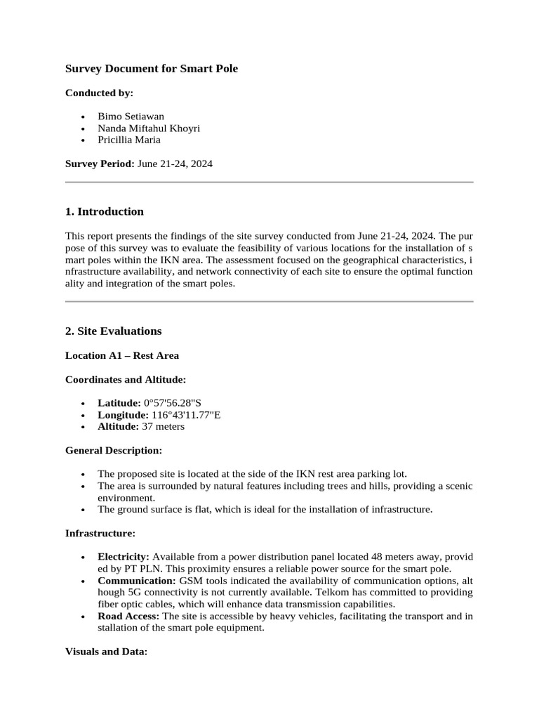 Survey Document for Smart Pole | PDF