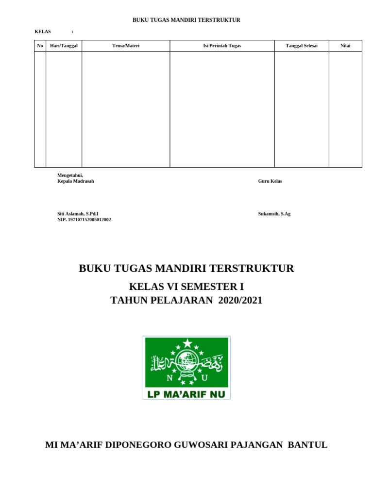Buku Tugas Mandiri Terstruktur | PDF