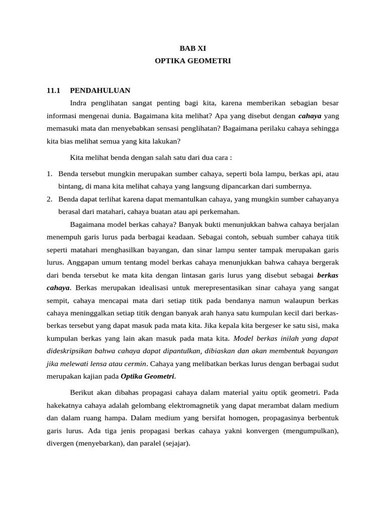 BAB XI Optika Geometri | PDF
