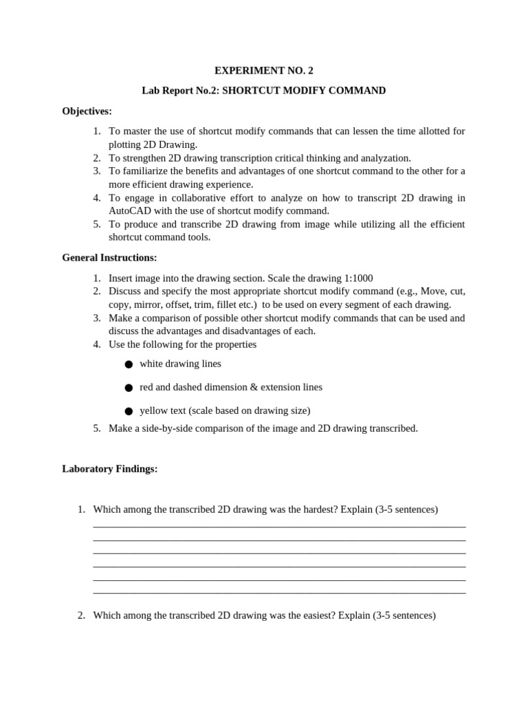 Autocad 2d - Activity 2 - Report | PDF