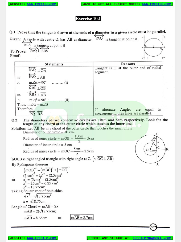 10th Maths Chap10 Ex 10.1 | PDF