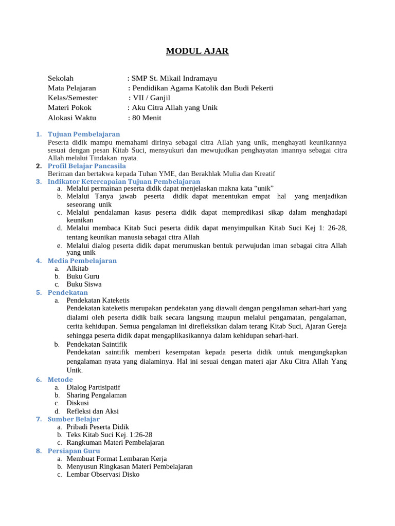 Modul Aku Citra Allah Yang Unik | PDF