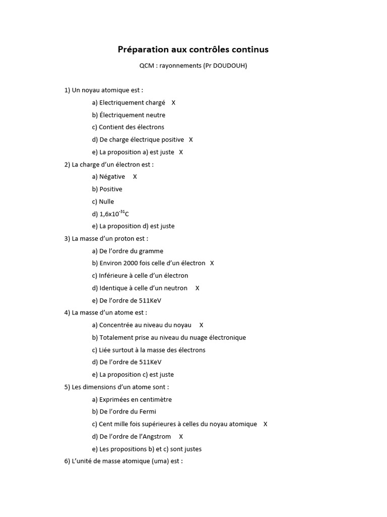 QCM 1 (Corrigé) PDF | PDF
