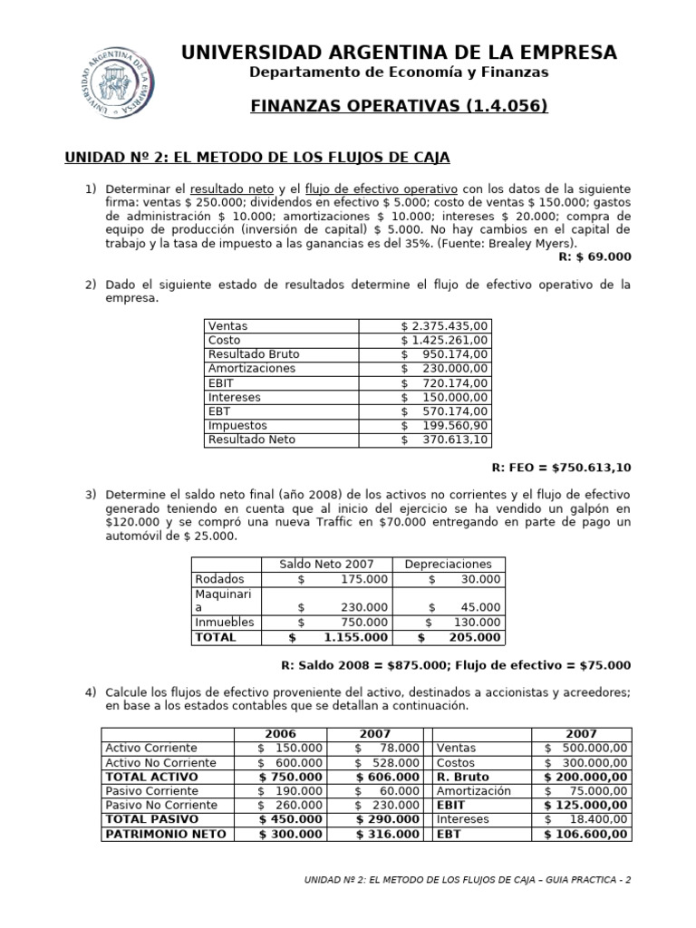 Finanzas - Operativas-U2 - Metodo de Flujo de Caja | PDF