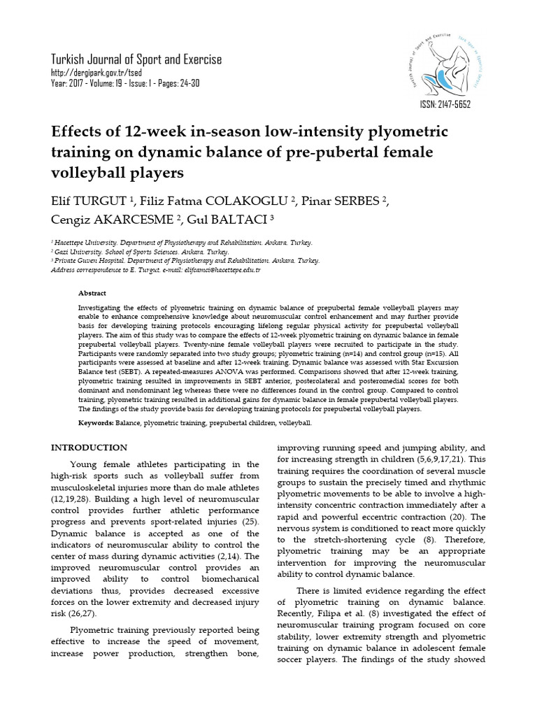 Low-Intensity Plyometric Training On Dynamic Balance | PDF