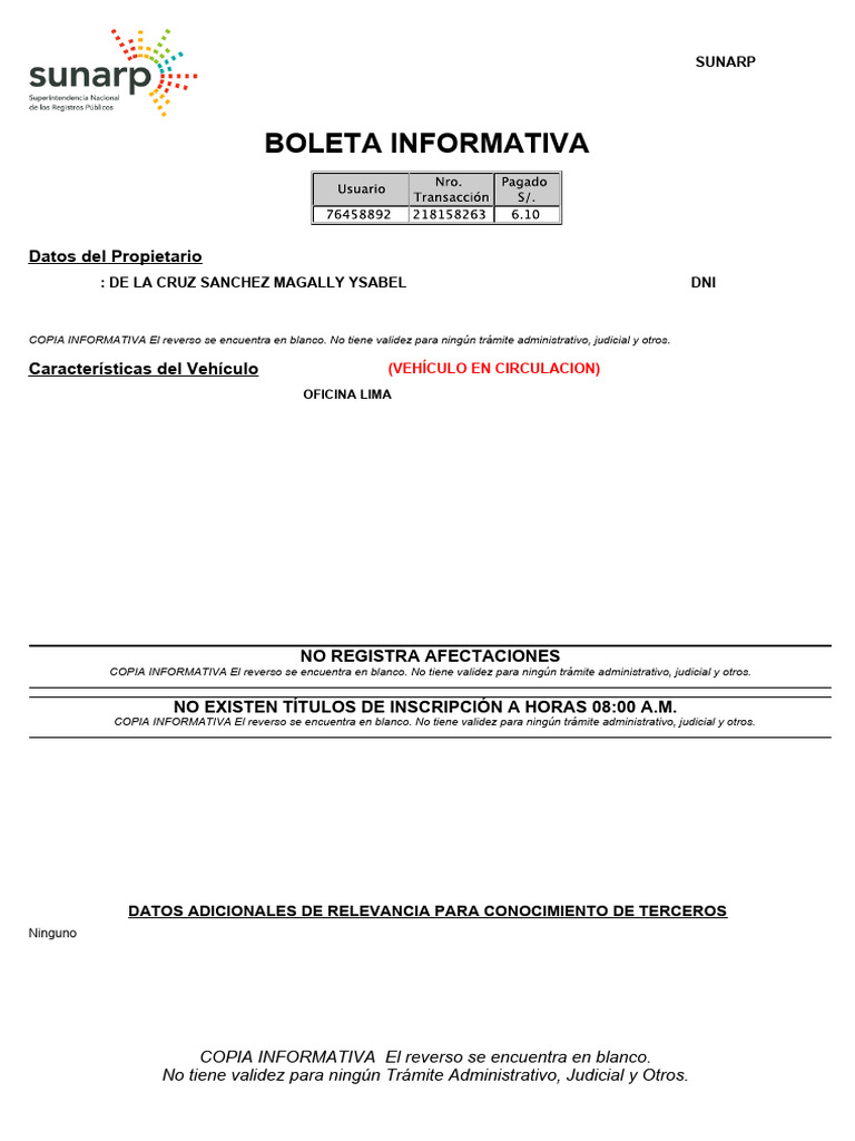 Boleta Informativa | PDF
