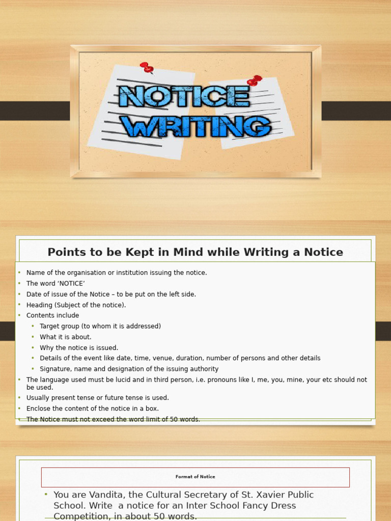 English - Notice Writing (Notes) | PDF
