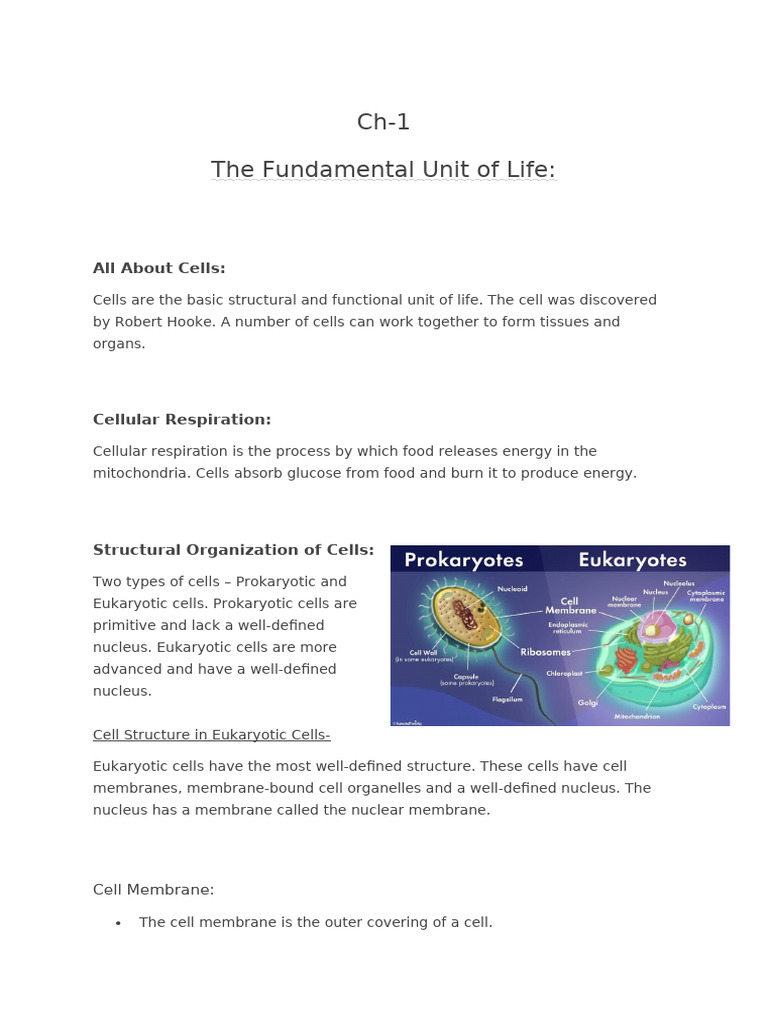 Biology - CH 1 - Extra Notes | PDF
