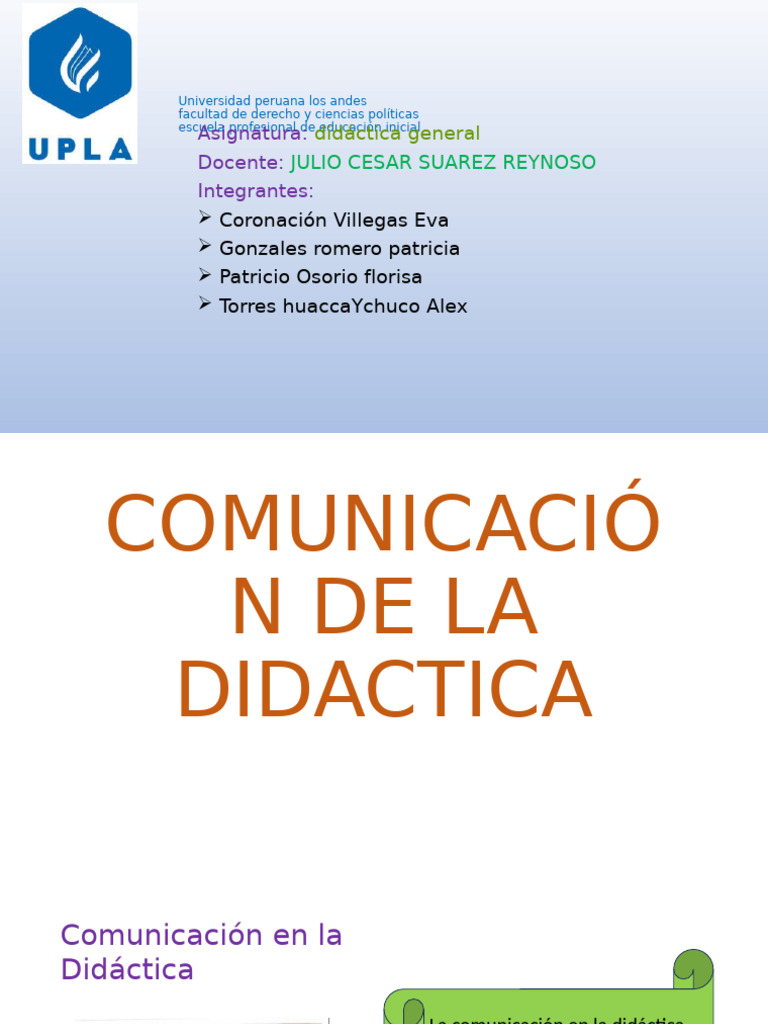 COMUNICACIÓN DE LA DIDACTICA. PPTX | PDF