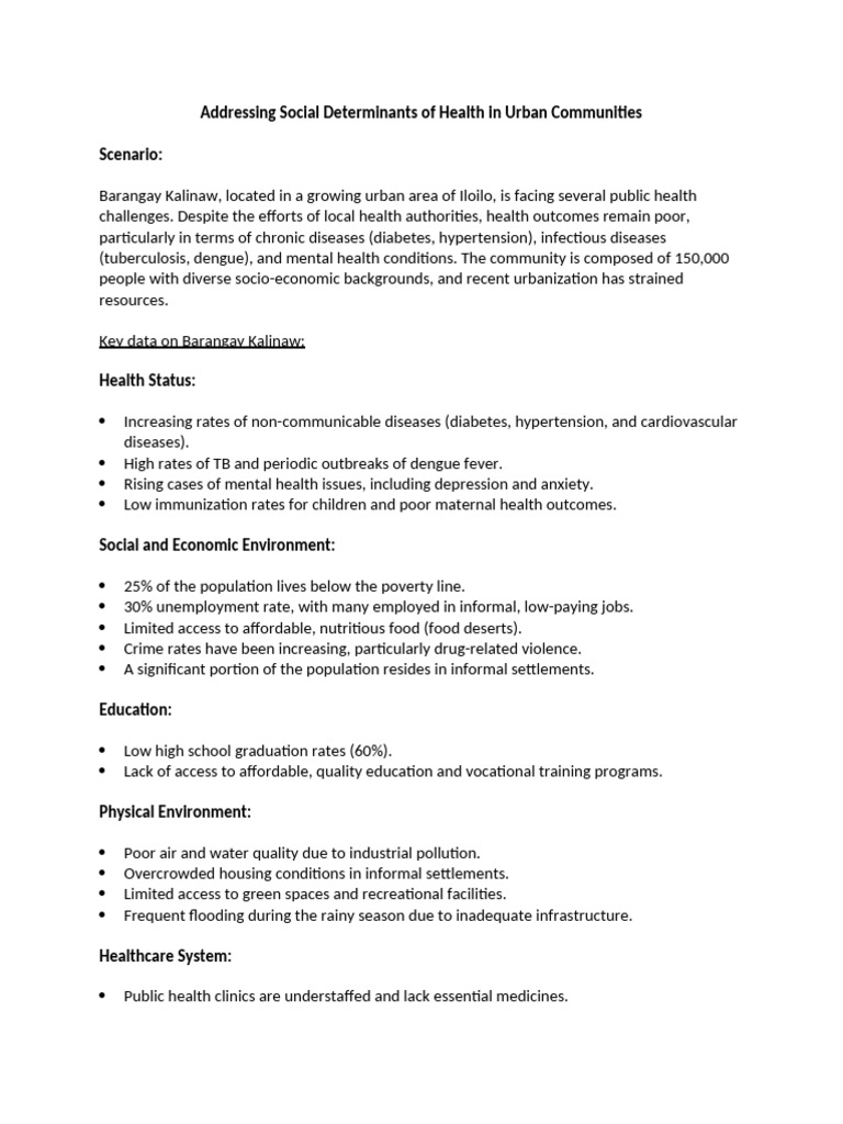 Case Study Addressing Social Determinants of Health in Urban ...