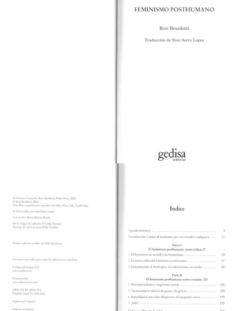 ROSI BRAIDOTTI - Descentrando Al Ánthropos. El Ecofeminismo Revisitado - Feminismo Posthumano ...