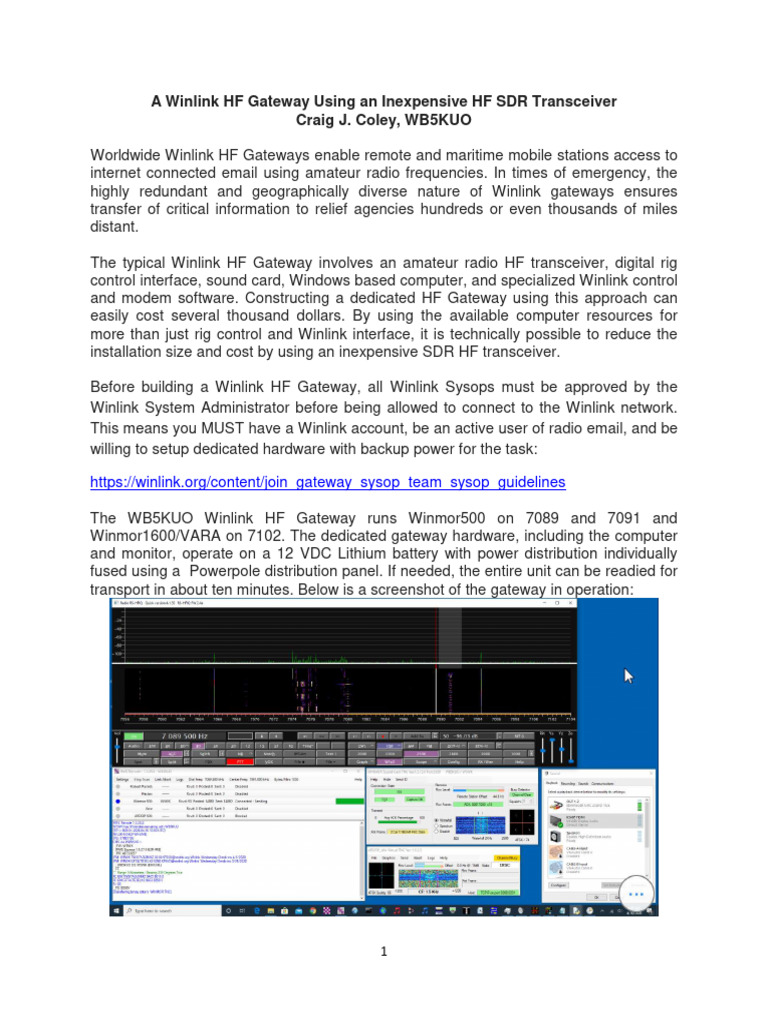 Winlink HF Gateway | PDF