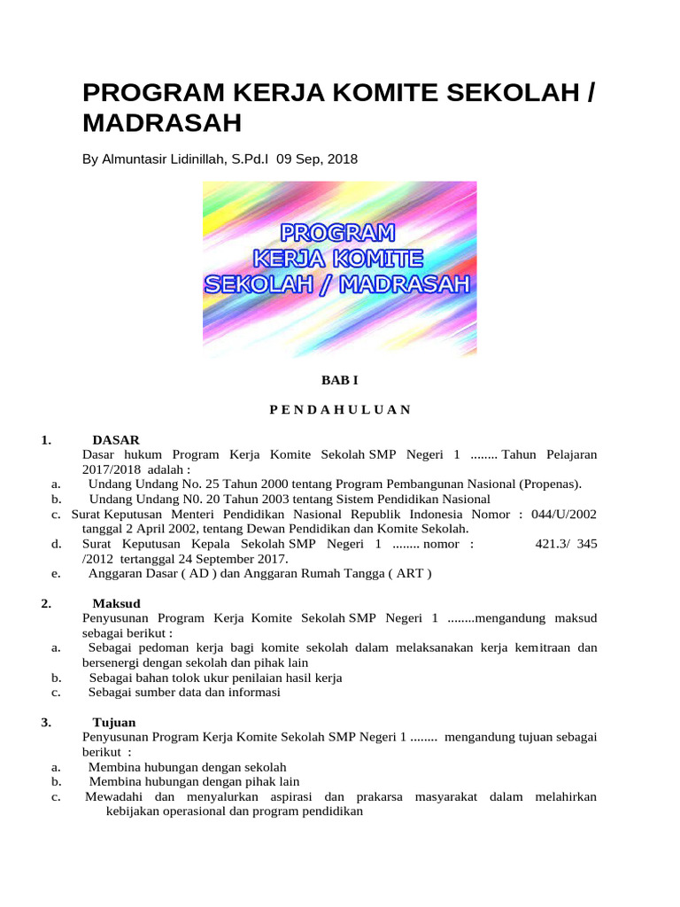 Program Kerja Komite Sekolah | PDF
