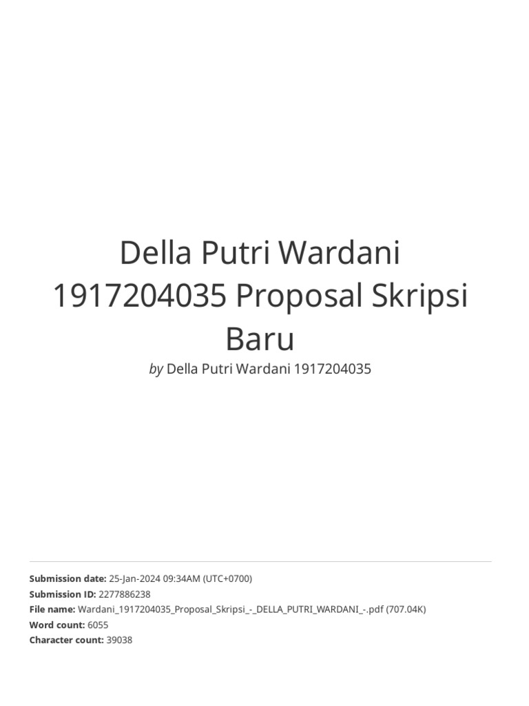 Plagiasi Proposal Della Putri 1917204035 | PDF