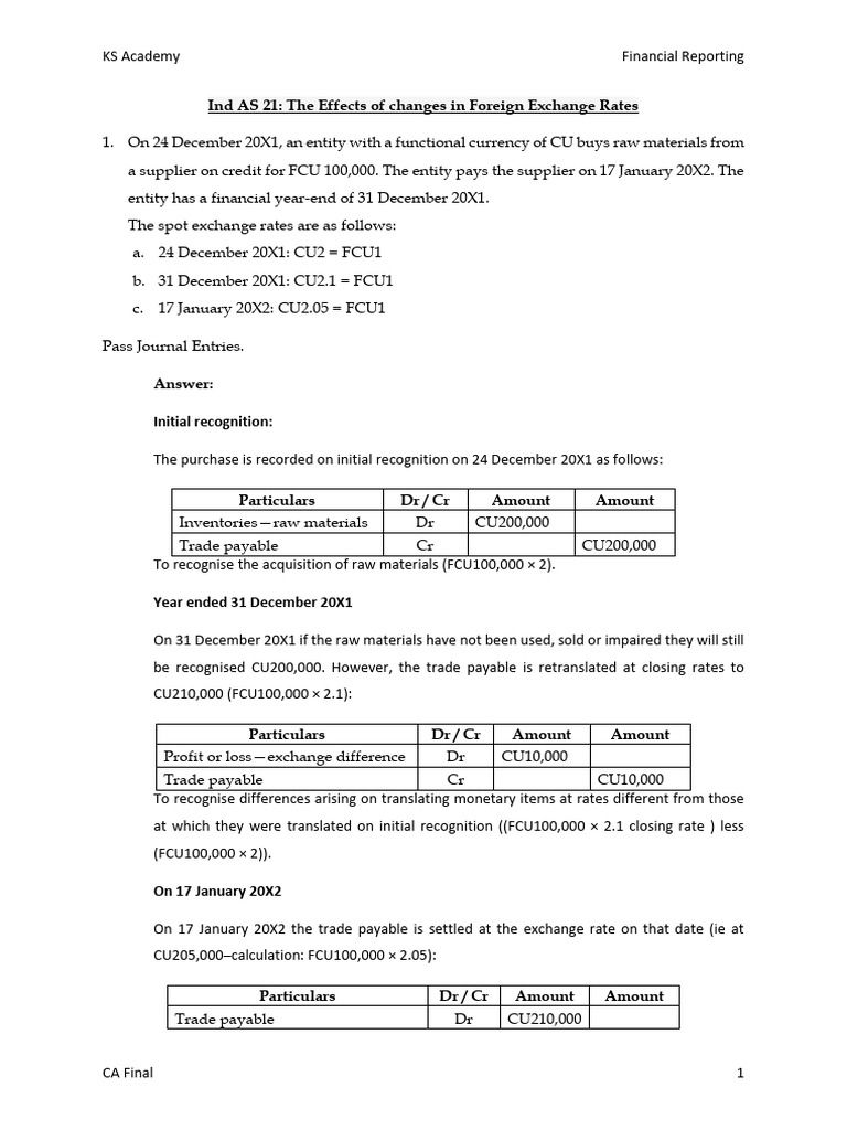 IND AS 21 Forex Rate Anwer | PDF | Retained Earnings | Finance & Money Management