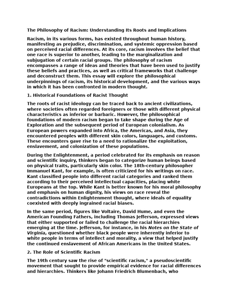 The Philosophy of Racism Understanding Its Roots and Implications | PDF