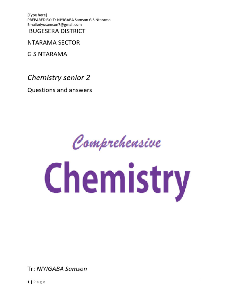 Question &answers S2 Chemistry | PDF