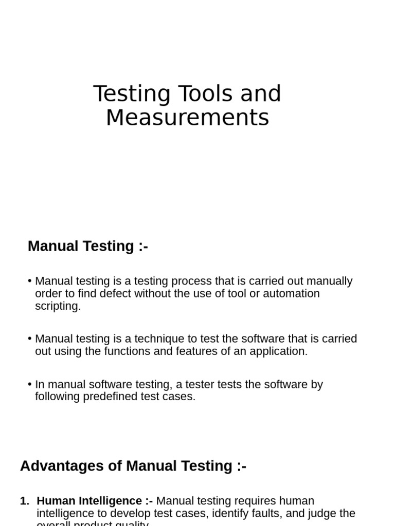 Testing Tools and Measurements | PDF