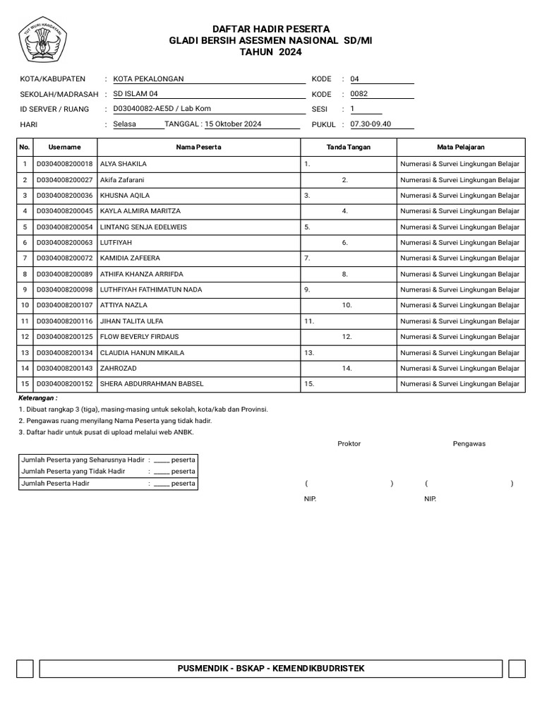 Absen Numerasi | PDF