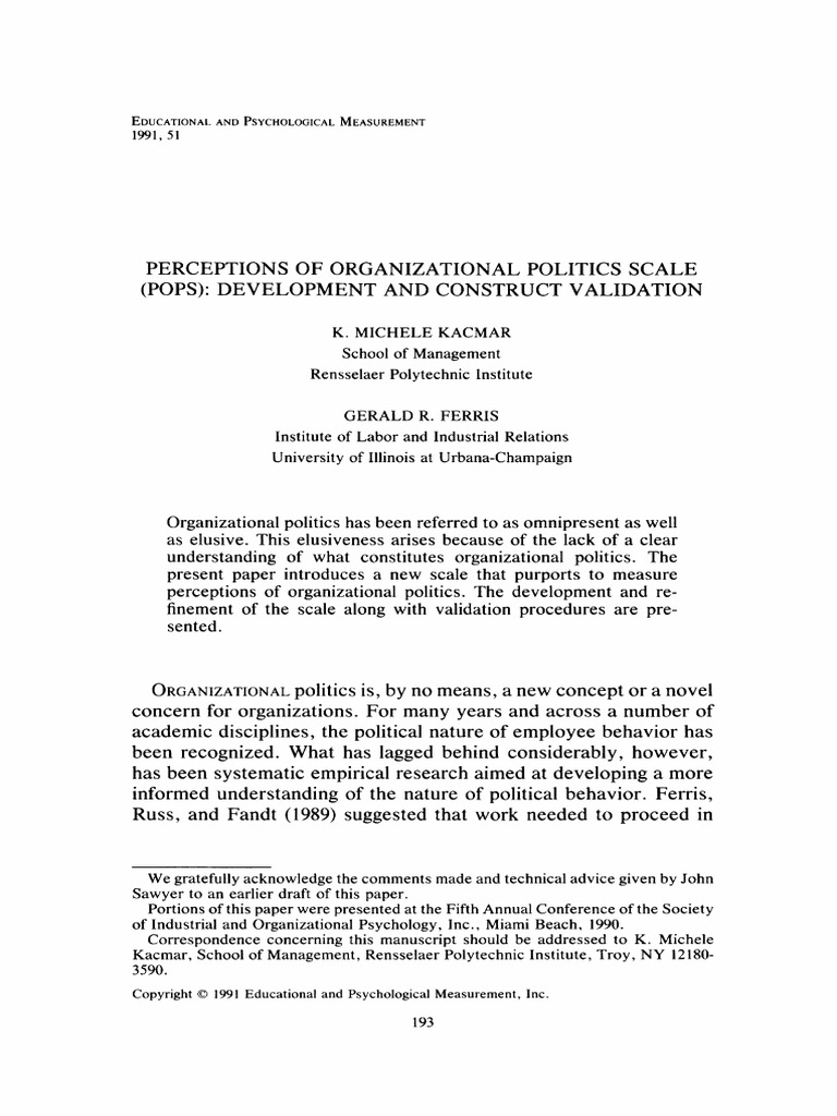kacmar-ferris-1991-perceptions-of-organizational-politics-scale-(pops)-development-and-construct ...