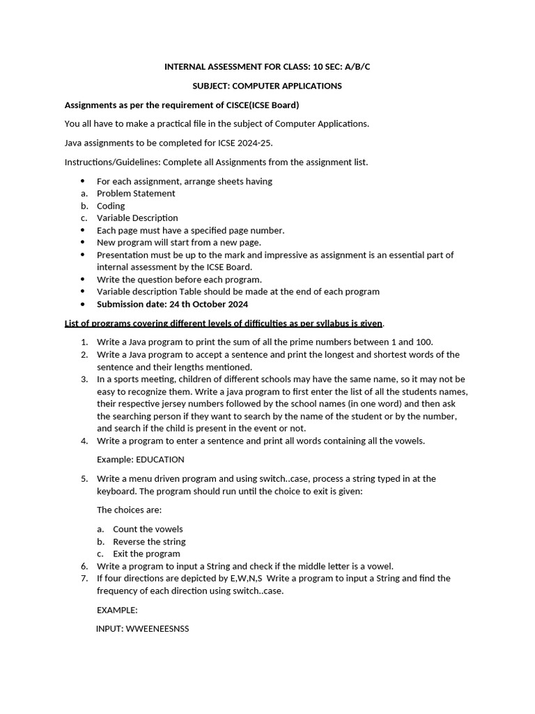 Internal Assessment For Class10 | PDF