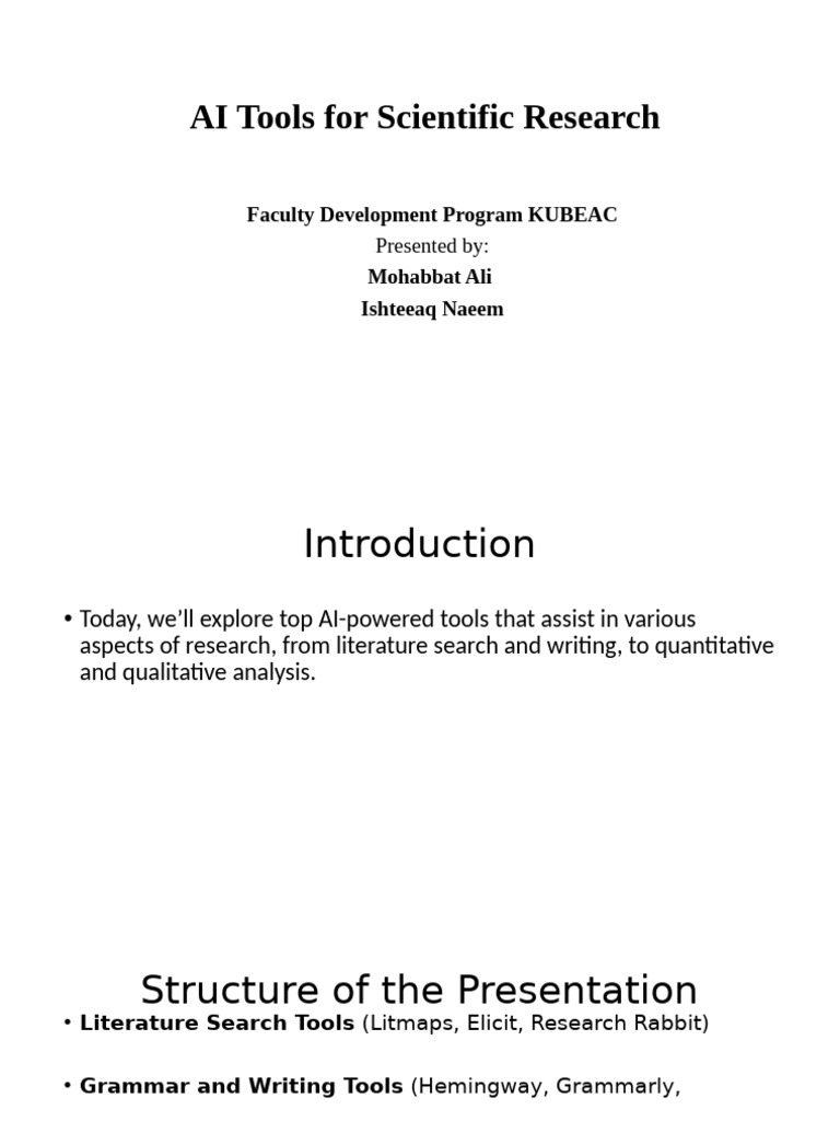 AI Tools For Scientific Research | PDF