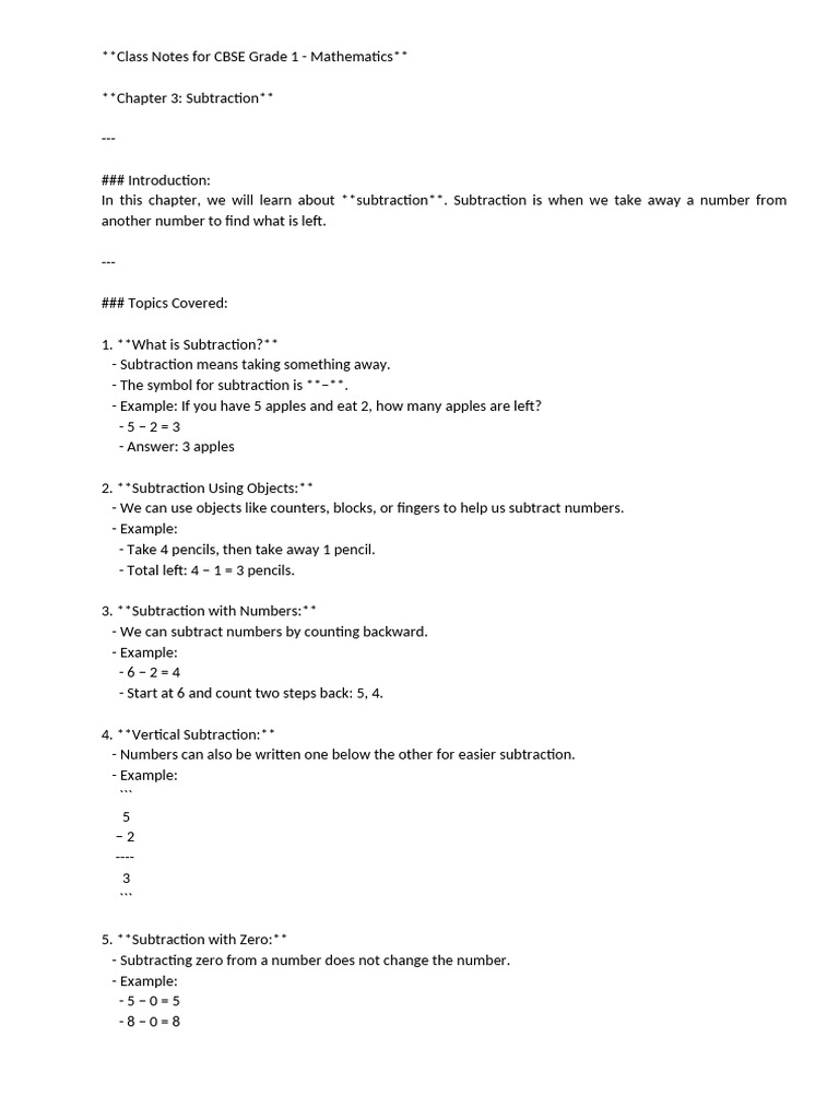 Class Notes For CBSE - Grade 1 - Maths - Chapter 03 | PDF