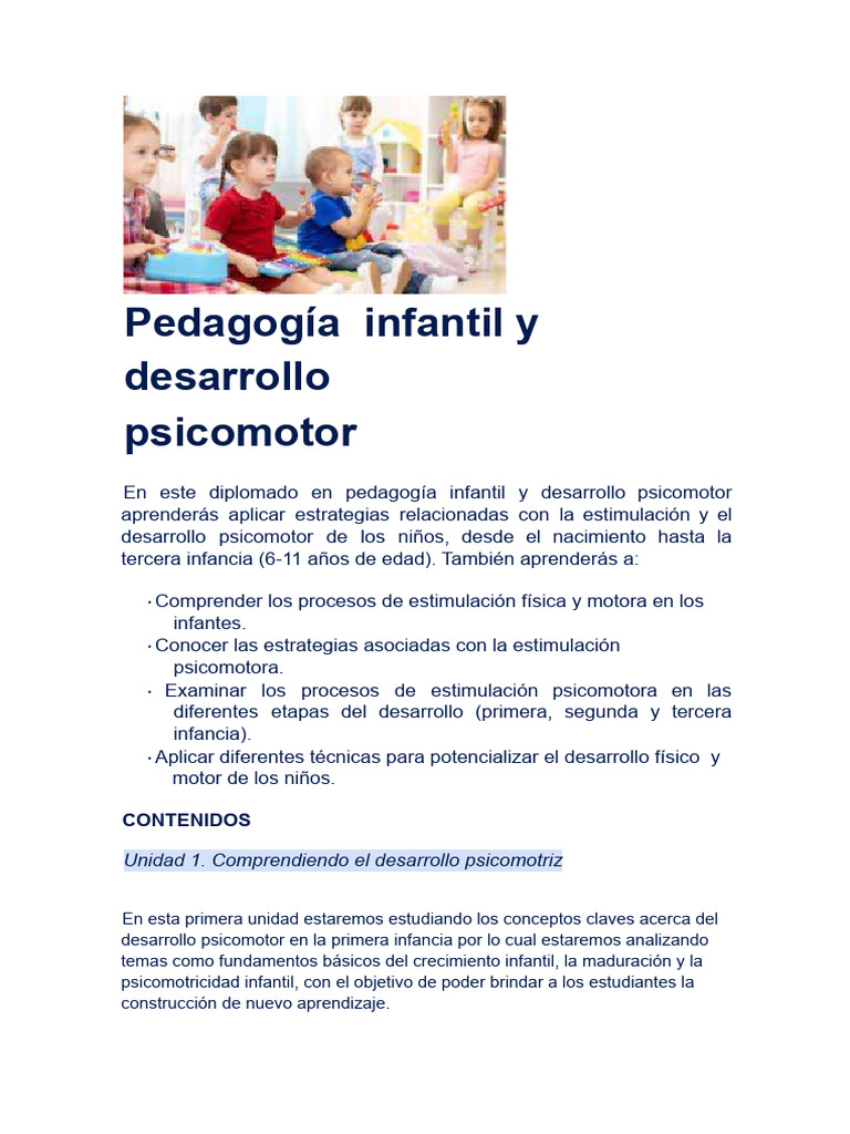 Pedagogía Infantil y Desarrollo Psicomotor | PDF | Crecimiento personal y profesional ...
