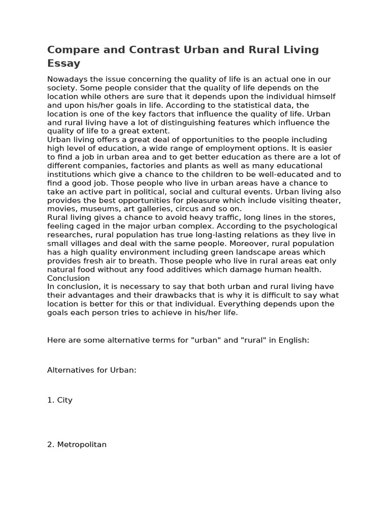 Urban Và Rural | PDF