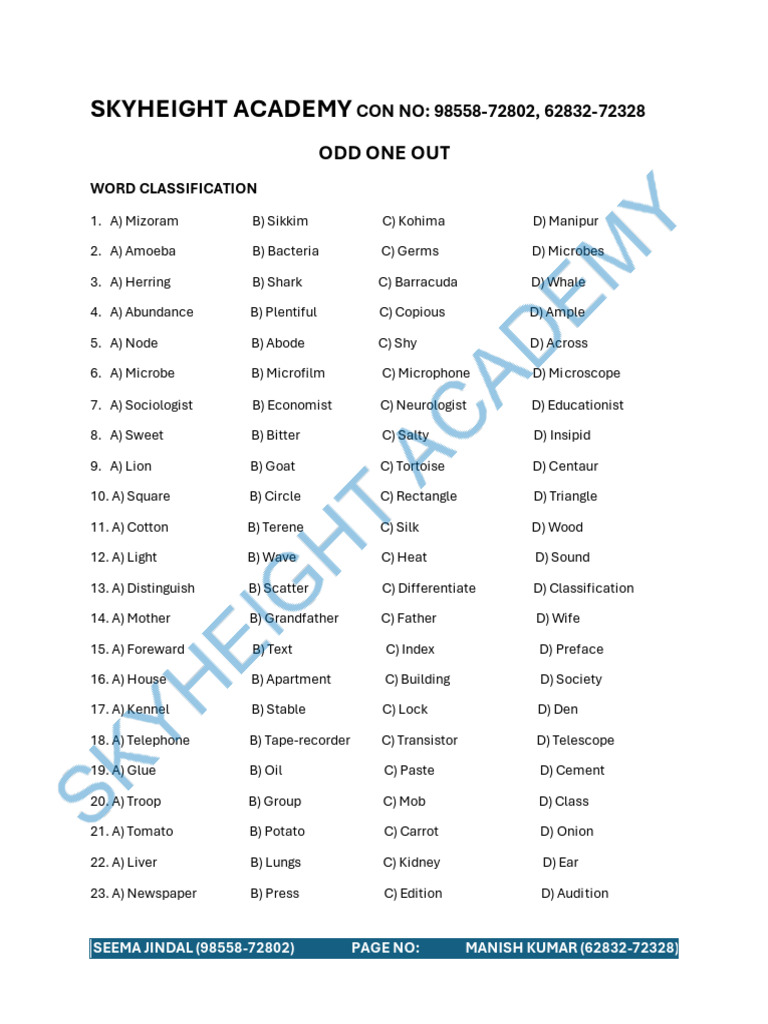 Odd One Out | PDF