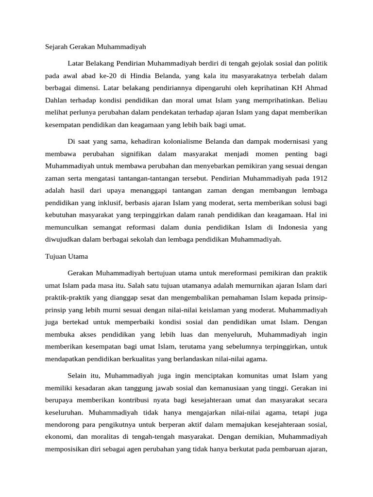 Sejarah Gerakan Muhammadiyah | PDF