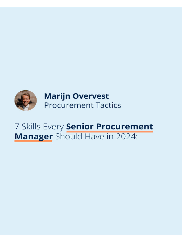 7 Skills Every Senior Procurement Manager Should Have | PDF