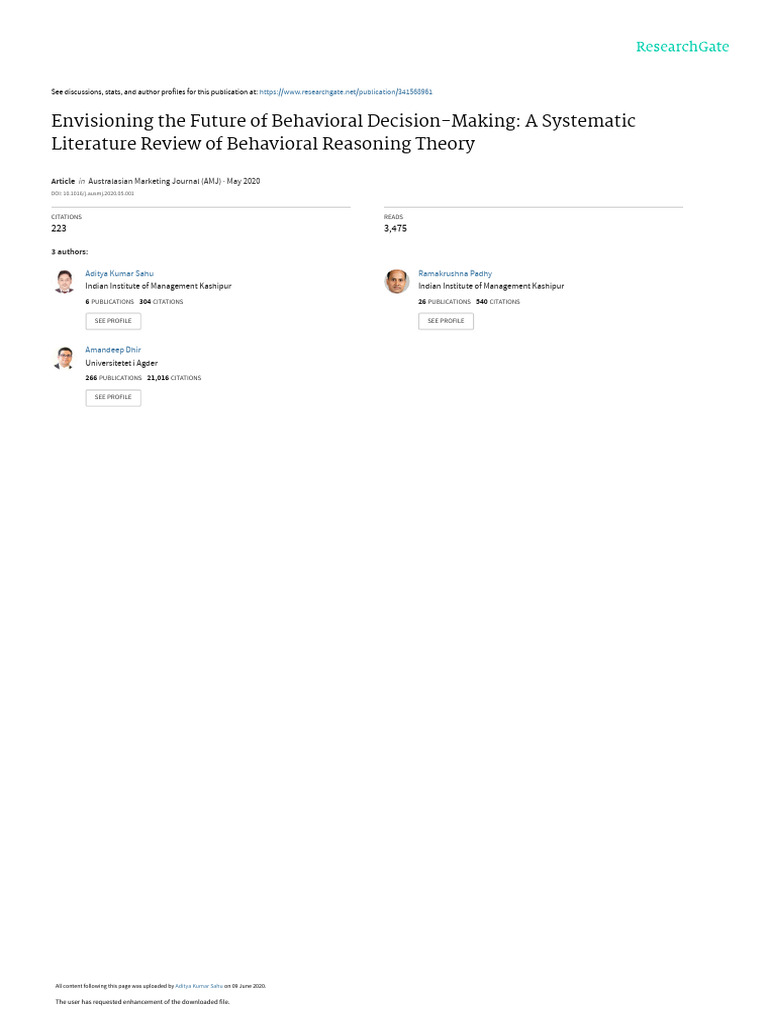Behavioral Reasoning Theory Review | PDF
