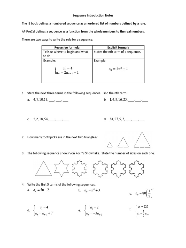 Sequence Introduction Notes | PDF