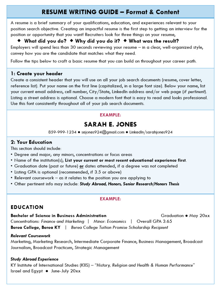 The Resume Writing Guide Level 1 | PDF